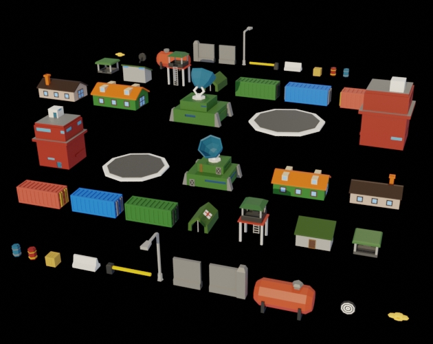 Low Poly Military Base Pack 3D by Zsky