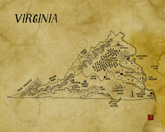 Virginia as a fantasy map by Alda Yuan