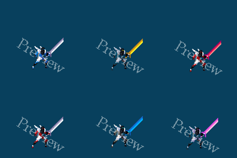 Animated Pixel Warrior Character by CreativeKind