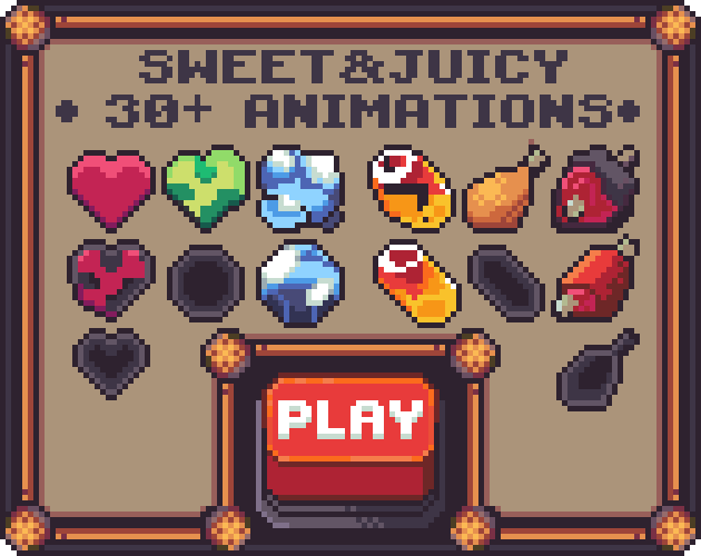 - 🍖Sweet & Juicy ! 🍇- Animated GUI Pack for your games! by spoonsweet