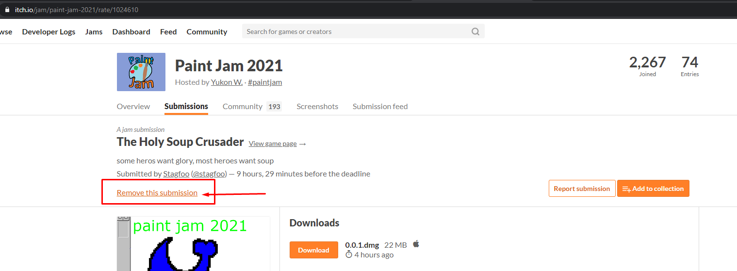 How Do I Delete A Submission Paint Jam 2021 Community Itch io