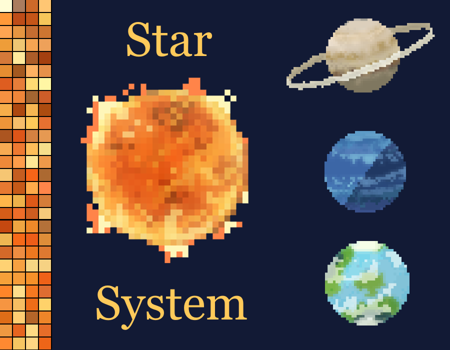 Pixel Planet Pack / 11 Planet 1 Star by Batuhan