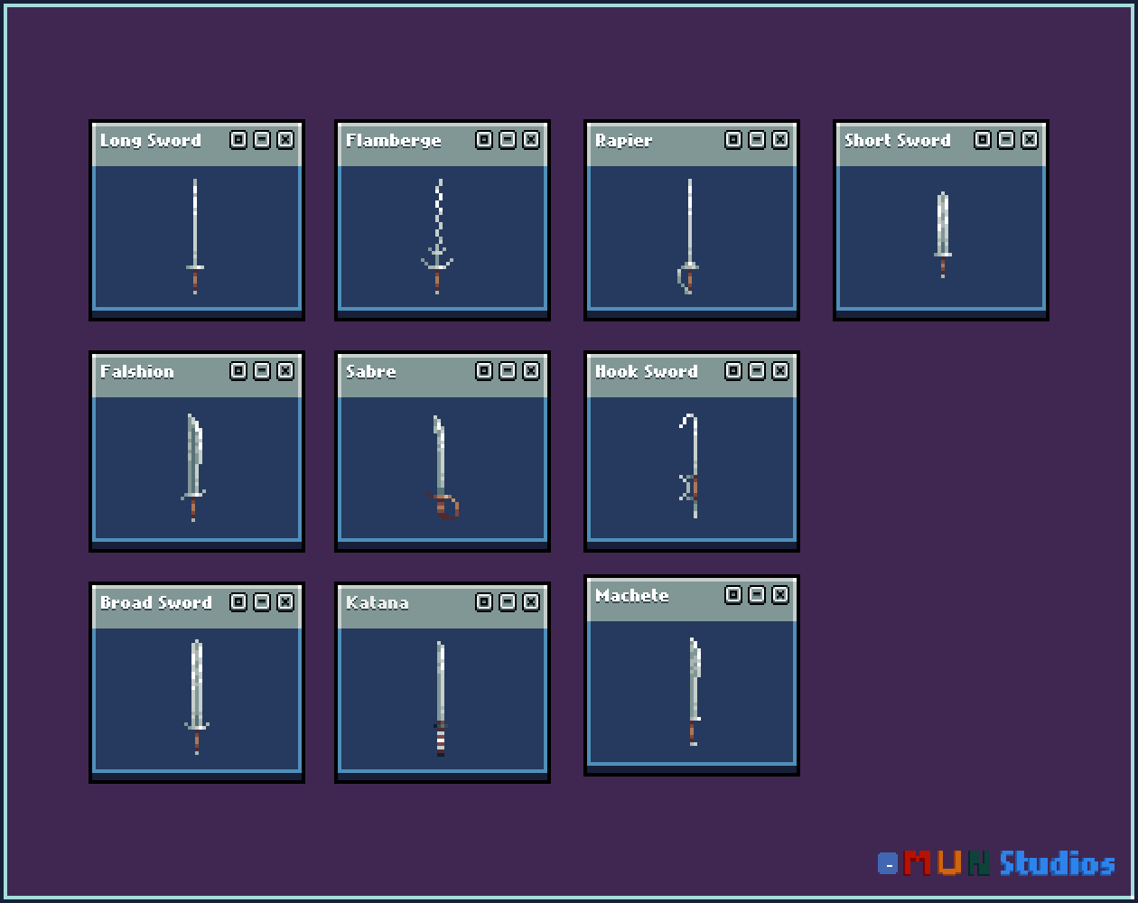 Low Res Pixel Swords by MunStudios