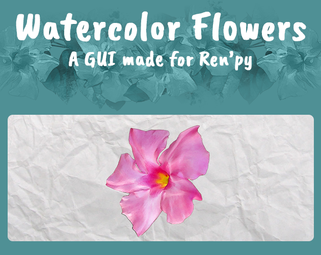 Watercolor Flowers Ren'py GUI Design by Jaime Scribbles Games