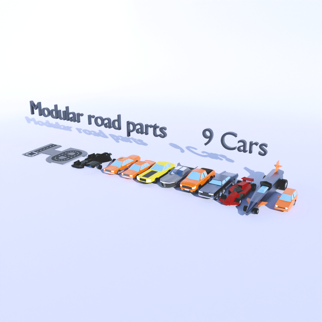 Low poly car and road asset pack by Harald Thorsson