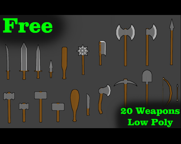 Pack 20 Low Poly Weapons by Gabriel_Adriano