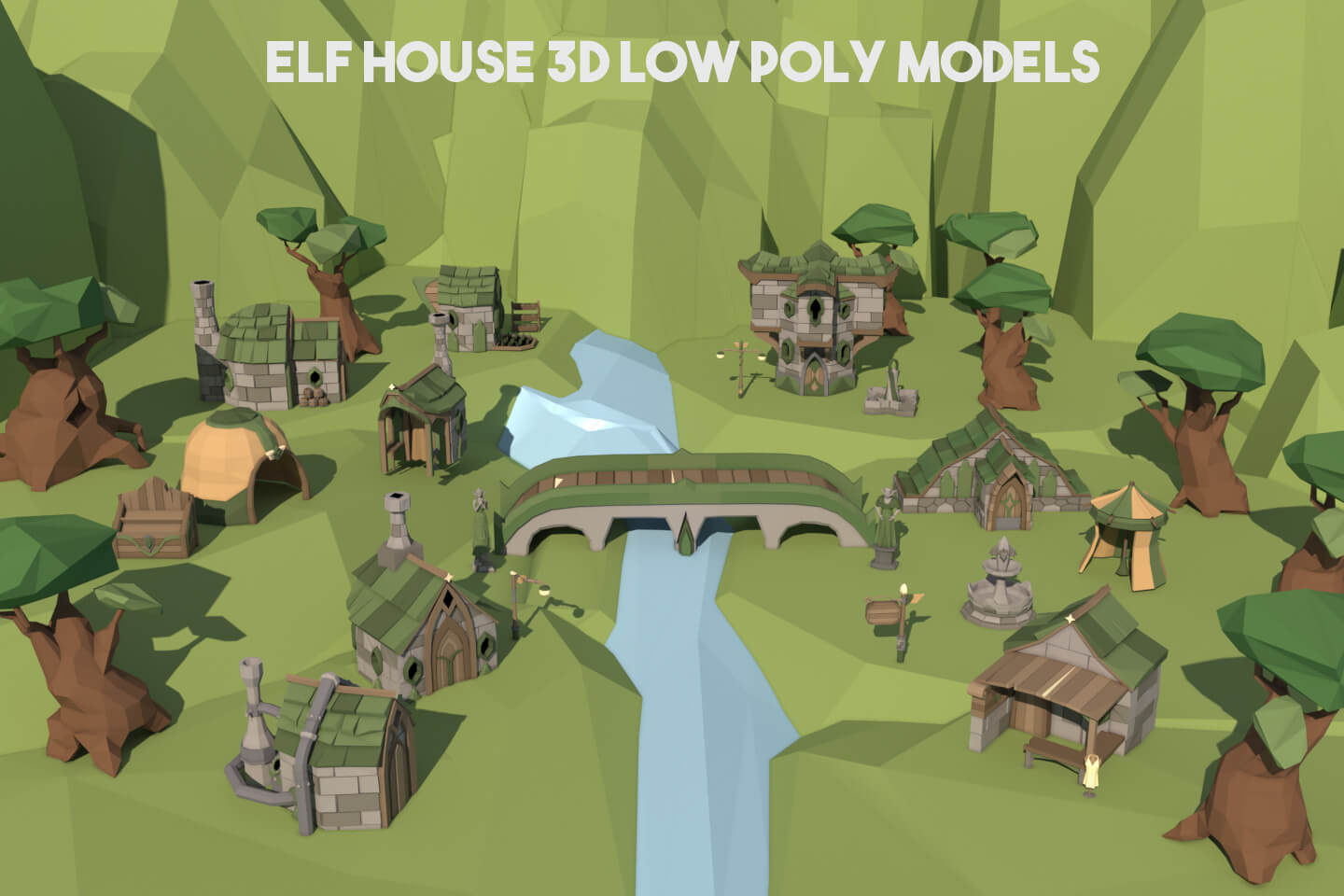 Free Elf House 3D Low Poly Pack by Free Game Assets (GUI, Sprite, Tilesets)