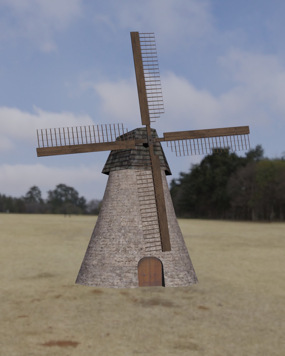 Low Poly Textured Medieval Windmill by CBsix