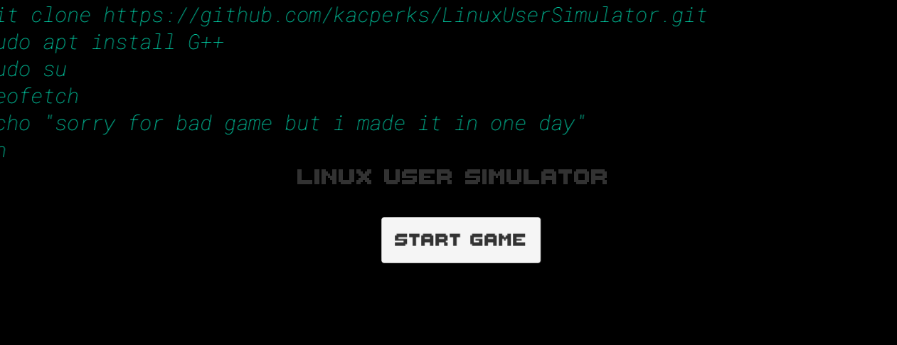 Linux User Simulator by Kacper for My First Game Jam: Winter 2021 - itch.io