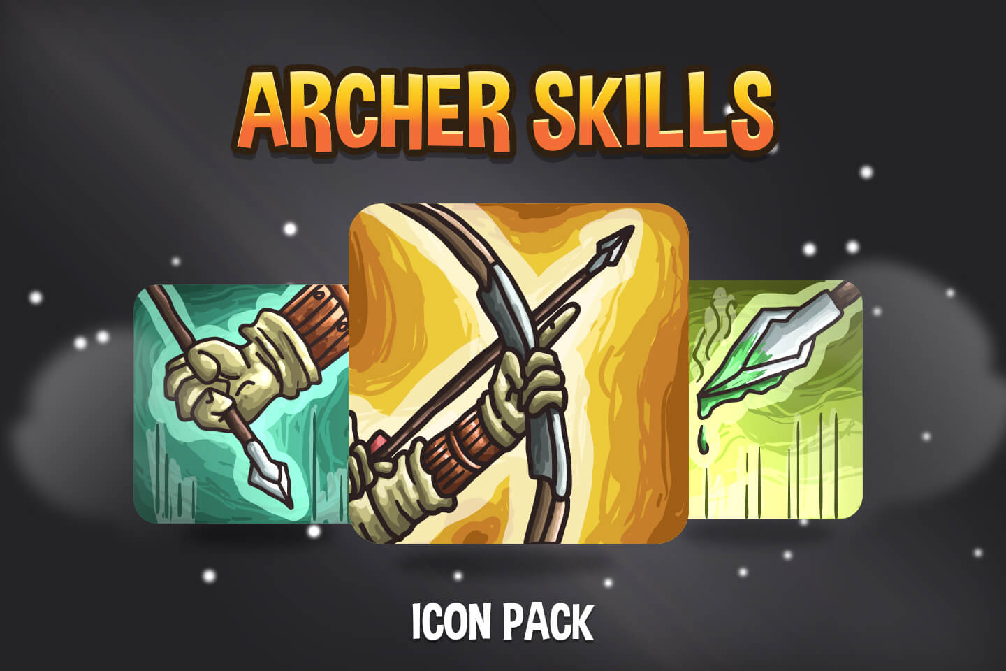 48 Archer Skills Icons by Free Game Assets (GUI, Sprite, Tilesets)