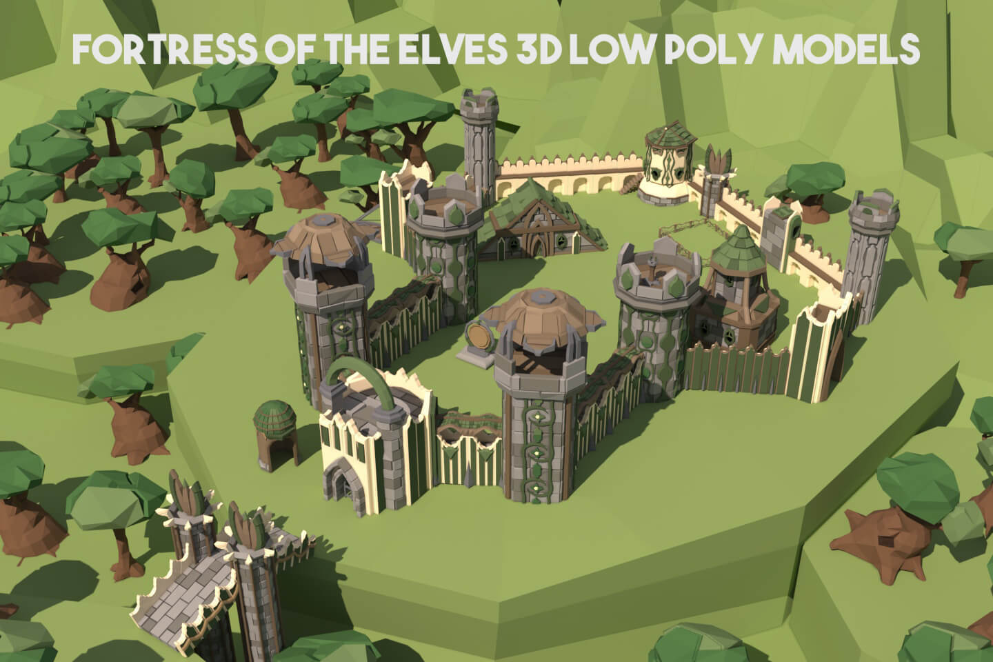 Fortress of the Elves 3D Low Poly Pack by Free Game Assets (GUI, Sprite ...