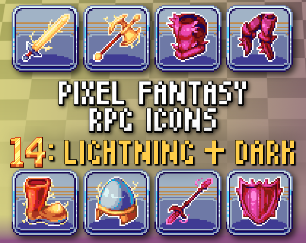 PIXEL FANTASY RPG ICONS - PACK 14: LIGHTNING + DARK by Caz