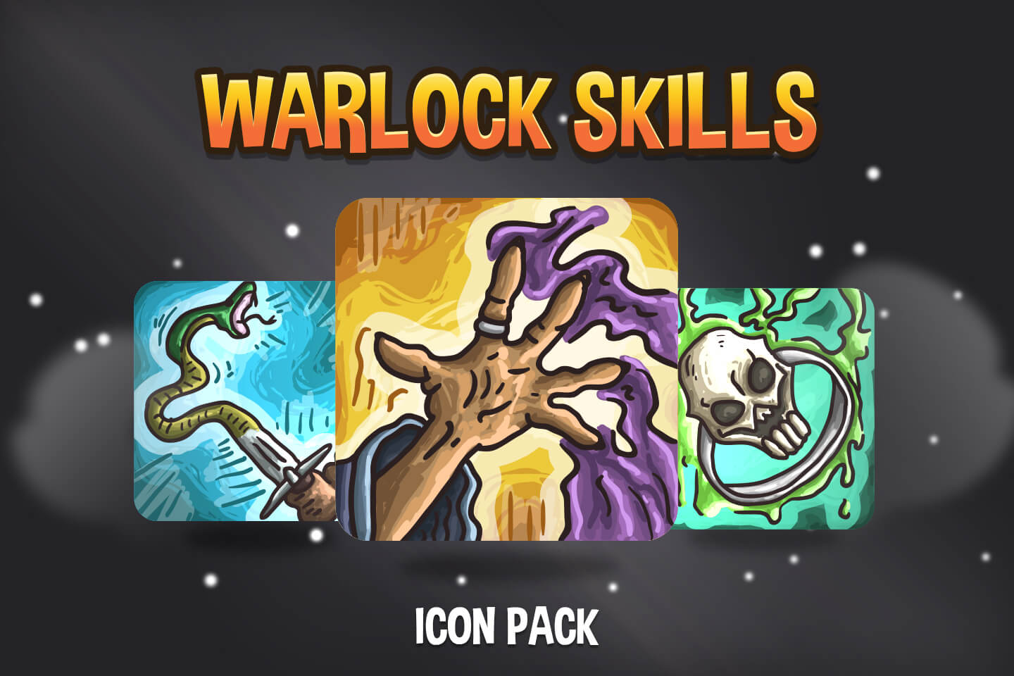 48 Warlock Skills 2D Icons by Free Game Assets (GUI, Sprite, Tilesets)
