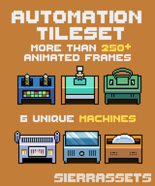 Pixel Art Automation Tileset by sierrassets