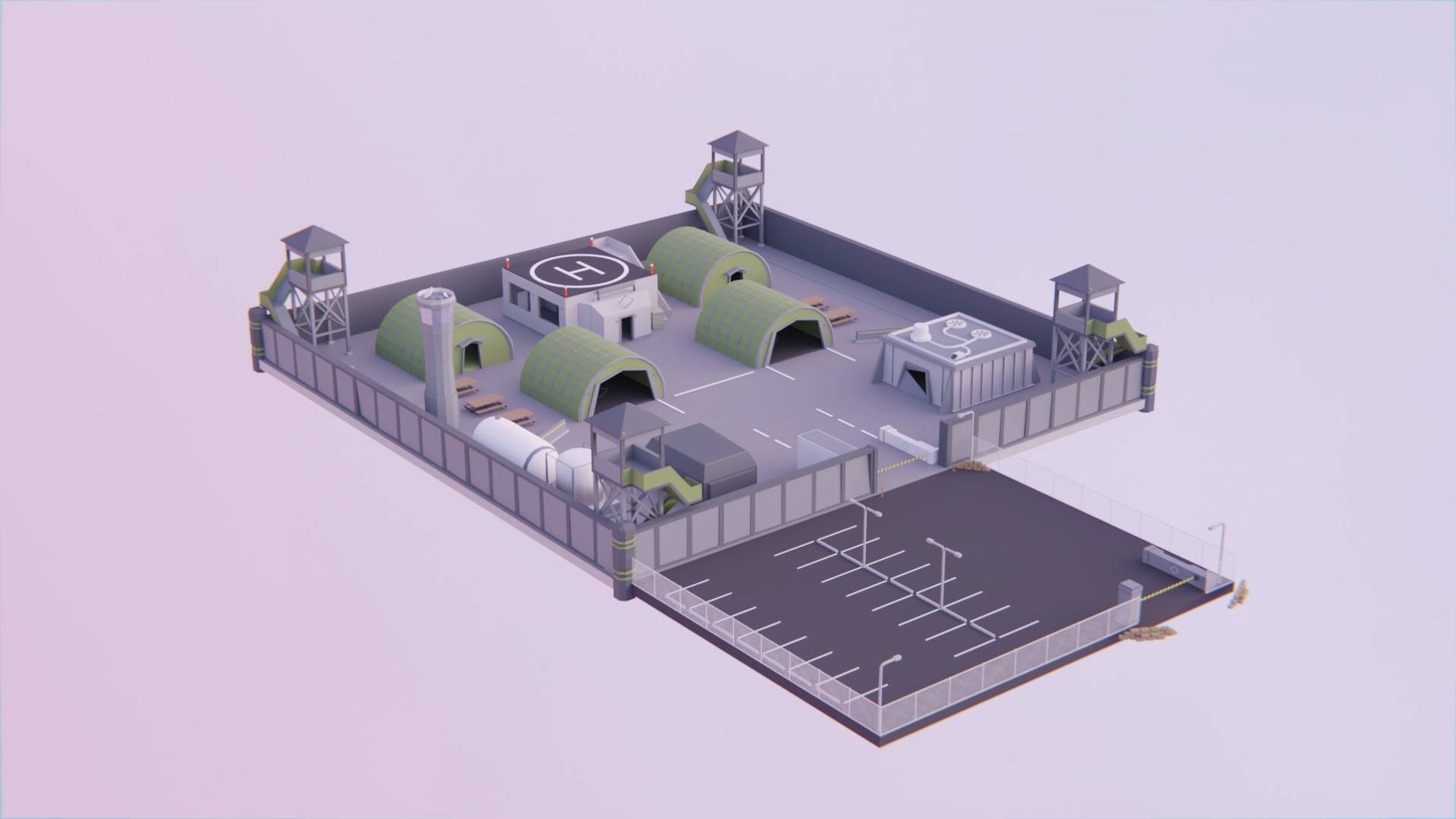 Military Base - Low Poly Style by Tiko