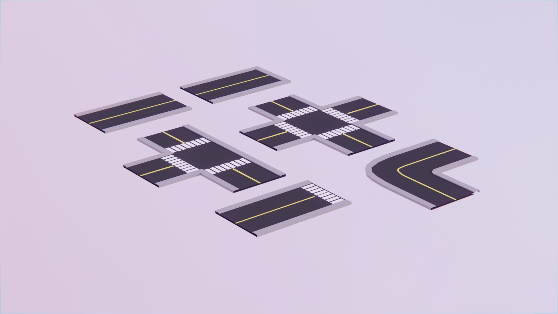 Modular Roads (Low Poly Style) by Tiko