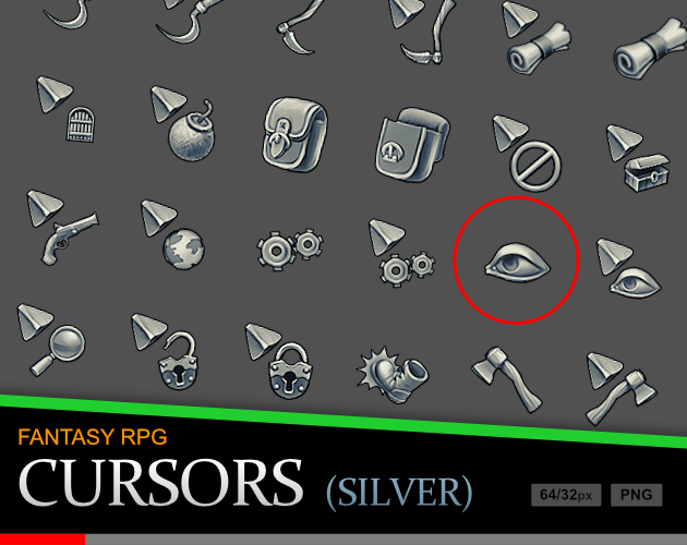 Fantasy RPG Cursors (silver) by Leonid Deburger