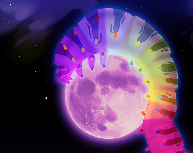 Wallpaper - Rainbow Worm Eats the Moon by Nat Silveira