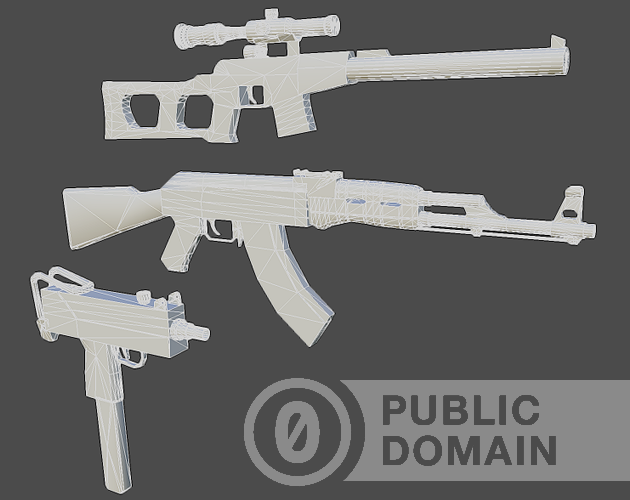 Untextured 3D Weapons by GGBotNet