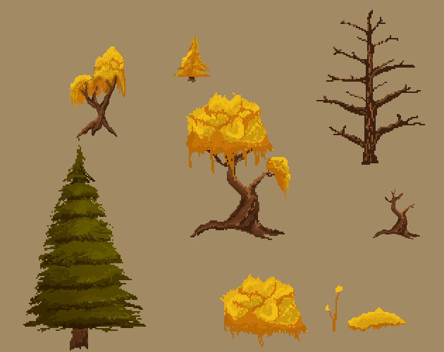 pixel tree autumn pack by RedoneGamesStudio