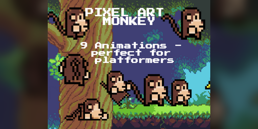 Pixel Art Monkey Platformer Character Sprites by Tiki-Ted