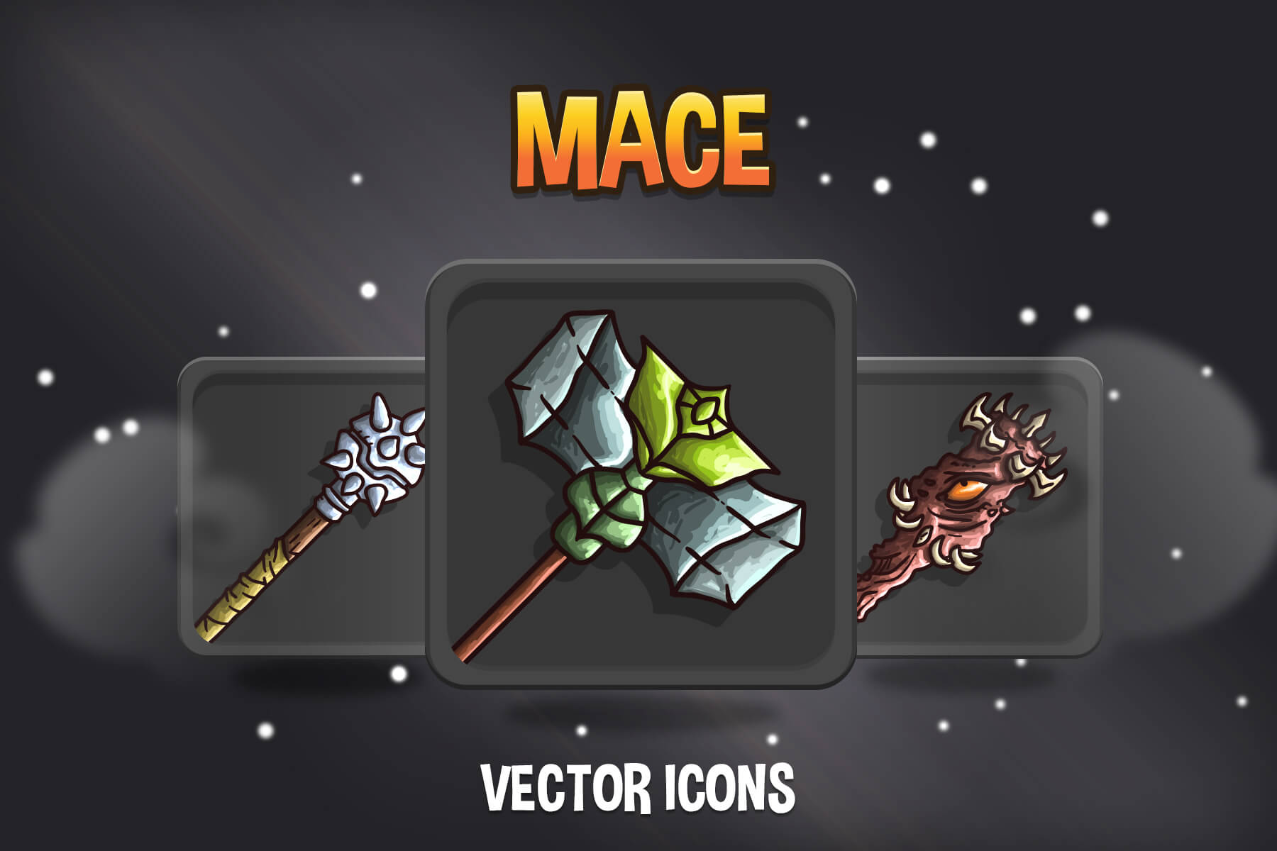 48 Mace RPG Icons by Free Game Assets (GUI, Sprite, Tilesets)