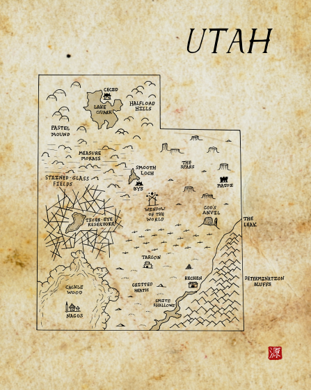 Utah as a fantasy map by Alda Yuan
