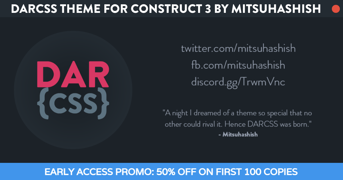 DARCSS theme - Construct 3 by mitsuhashish