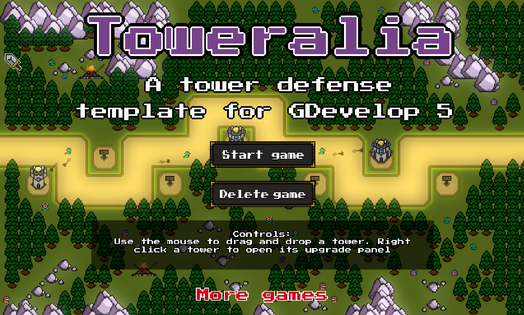 GDevelop - Toweralia - A tower defense template by Ulises Freitas