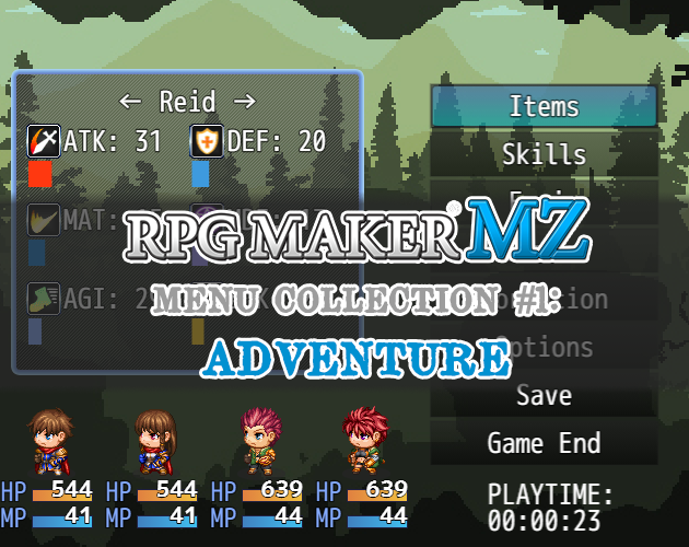 Adventure Menu - For Rpg Maker MZ by BlueMoon (Nebula Games)