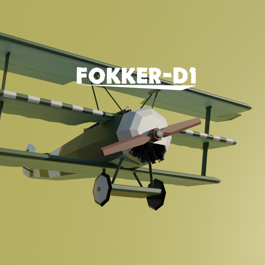Low-poly Fokker D1 (WW1 plane) by Vendel B