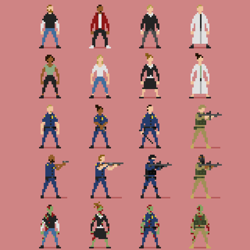 Animated zombie characters 32x32 by Jere Sikstus