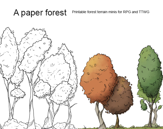 Paper Tree Minis for RPG or TTWG by Fey Light Studio