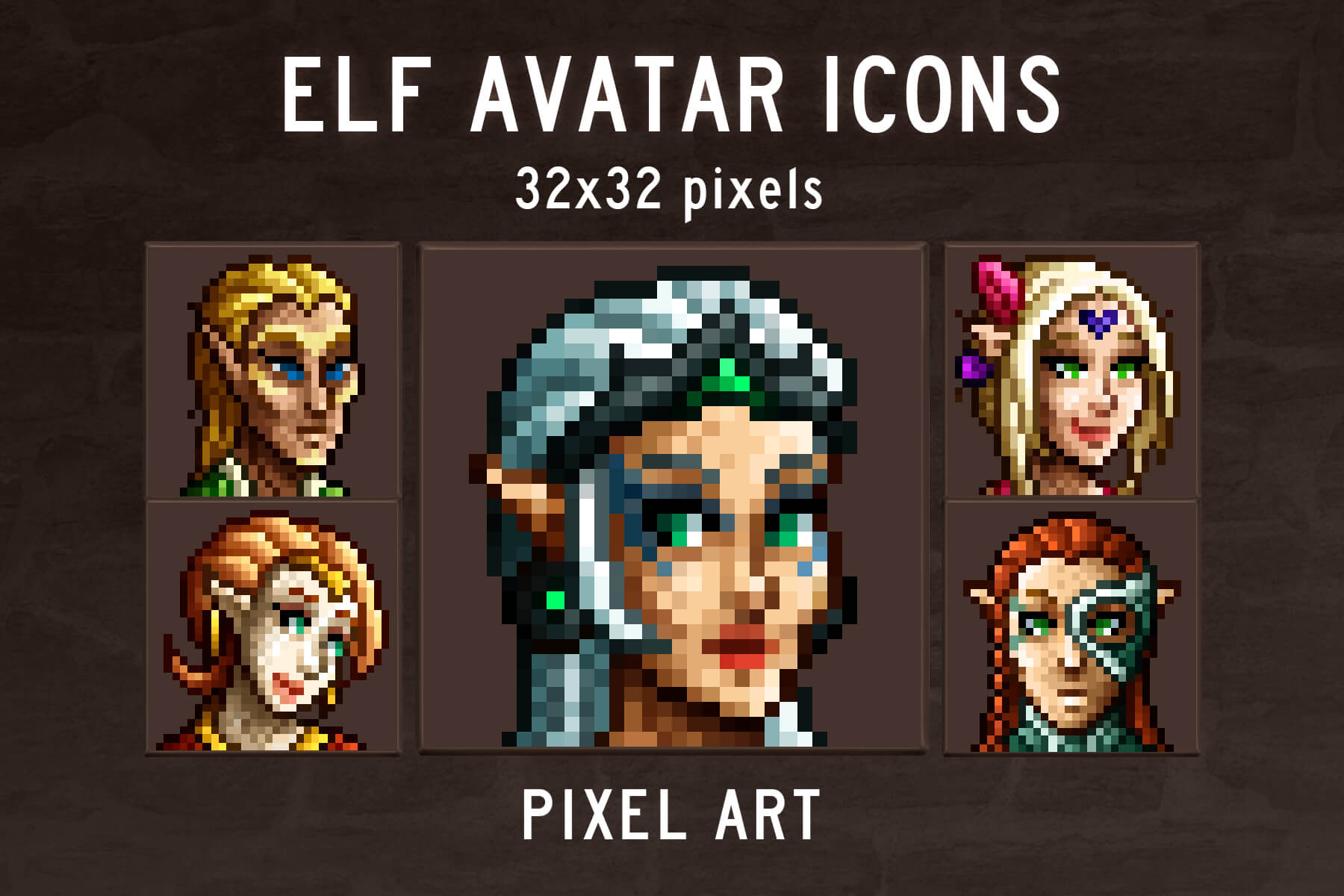 Elf Avatar Icons by Free Game Assets (GUI, Sprite, Tilesets)