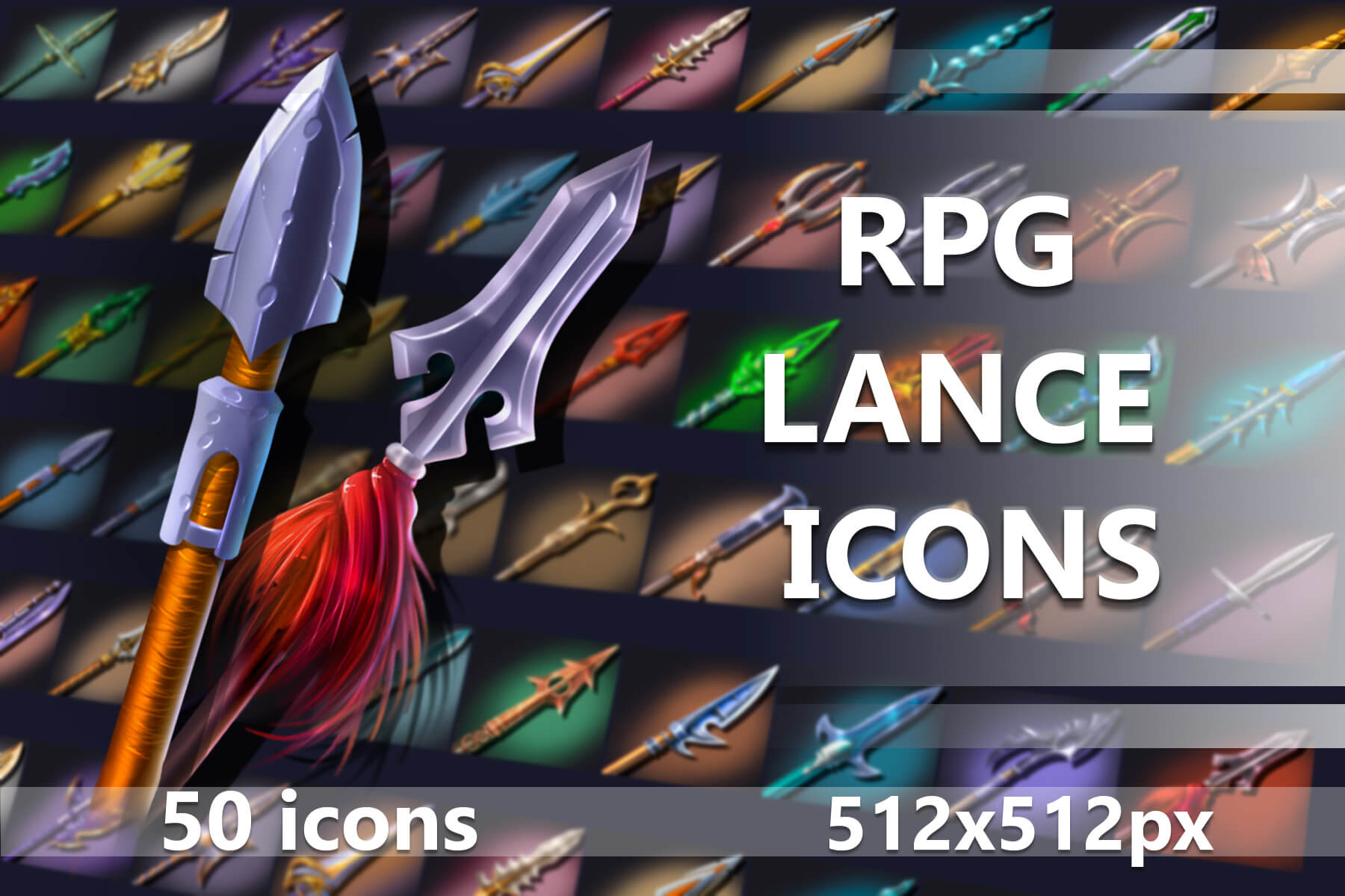 50 Lance Icons by Free Game Assets (GUI, Sprite, Tilesets)