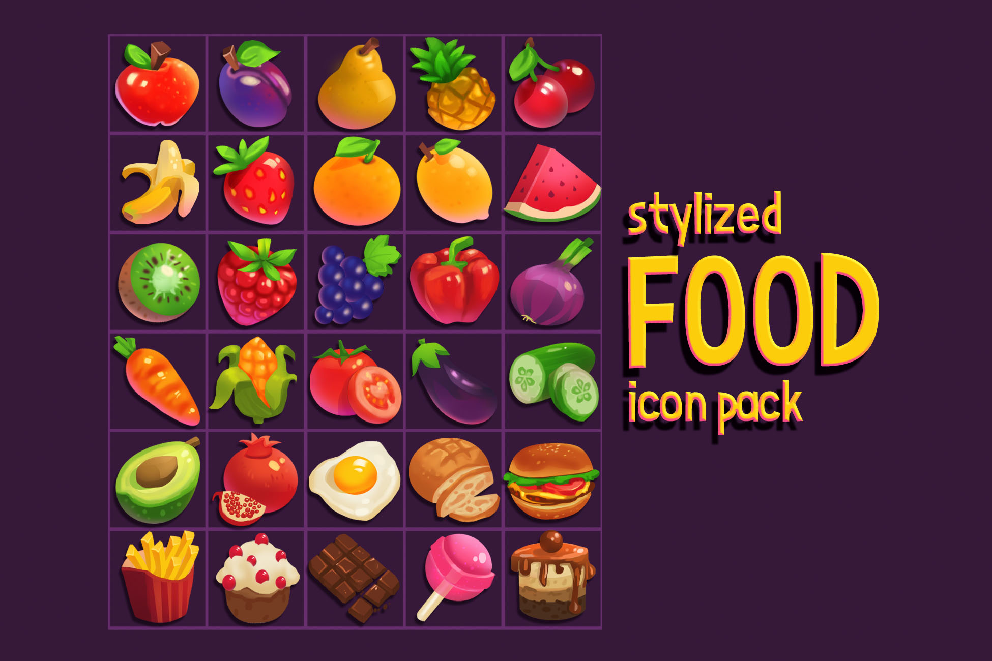 Stylized Food Icons Pack by PulsarX Studio