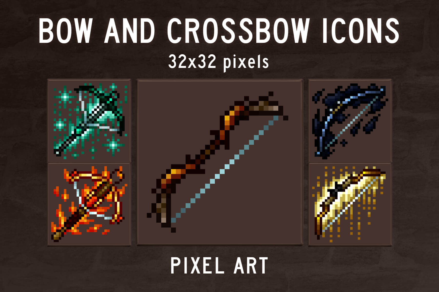 Free Bow and Crossbow Icons by Free Game Assets (GUI, Sprite, Tilesets)