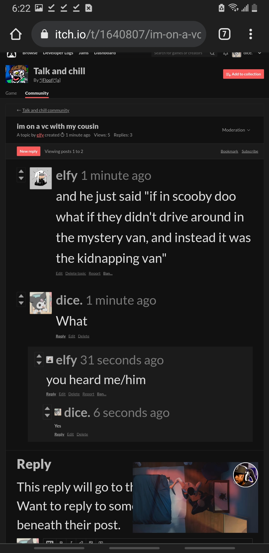 im on a vc with my cousin - Talk and Chill community - itch.io