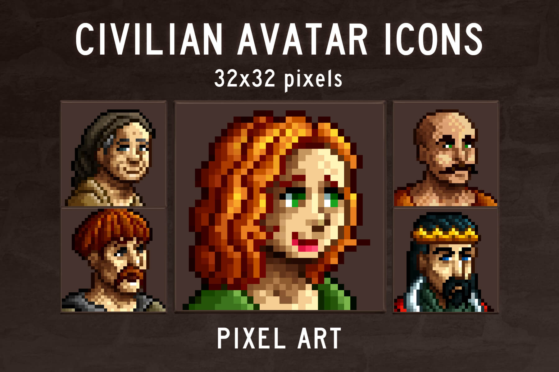 People in Medieval Avatar Icons by Free Game Assets (GUI, Sprite, Tilesets)