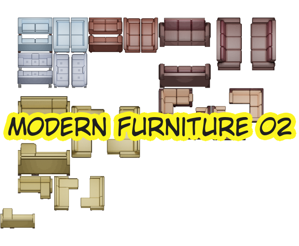 Modern Furniture 02 - Couch & Armchairs by SpriteElf