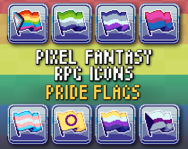 PIXEL FANTASY RPG ICONS - Pride Flags by Caz