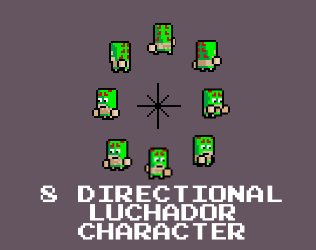 8-direction Pixel-Art Top Down Luchador Character by Tiki-Ted
