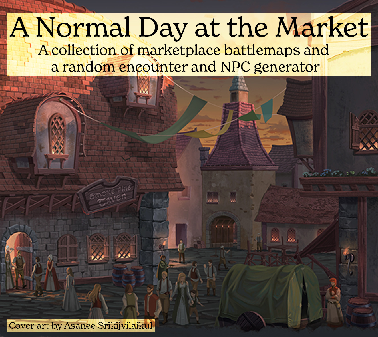 Marketplace Battlemaps and Encounter Table by Fey Light Studio