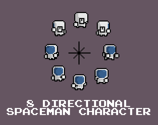 8-Direction Pixel Art Spaceman character Pack by Tiki-Ted