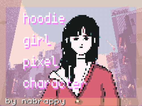 hoodie girl | pixel character by nabrappy