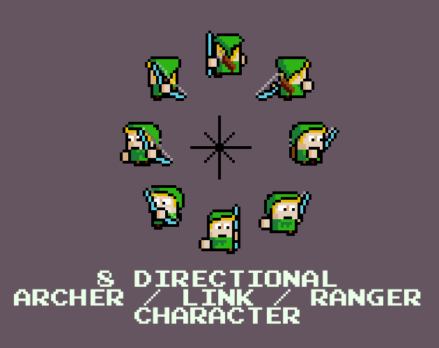 8-Direction Pixel Art Archer character Pack by Tiki-Ted