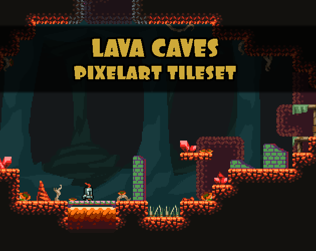 Magma Caves Platformer Tileset by andr.art