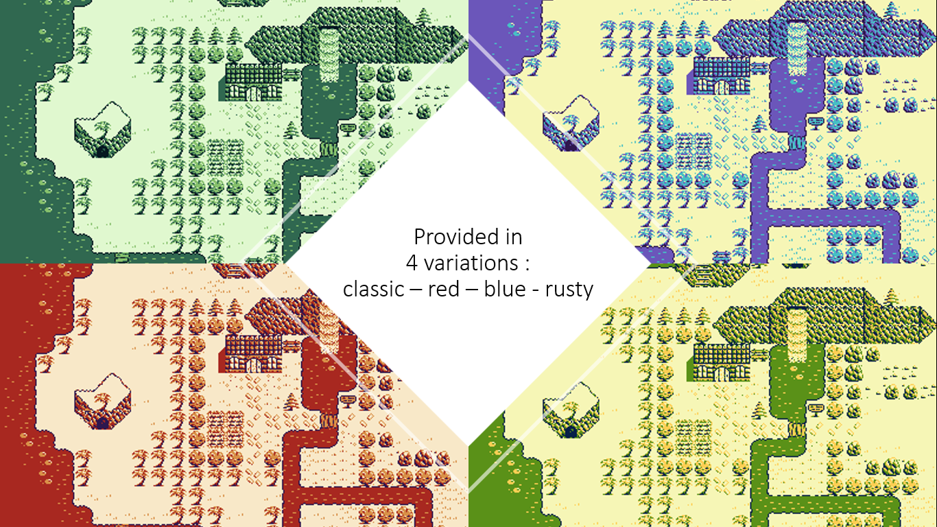 16x16 pixels map tileset and sprites for GameBoy by niamov