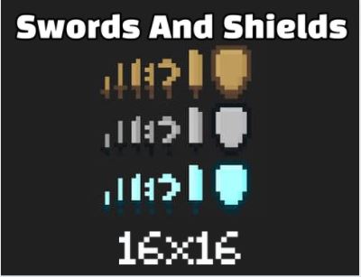16x16 Weapons Pack (Swords and shields) by Wow_Games_Created