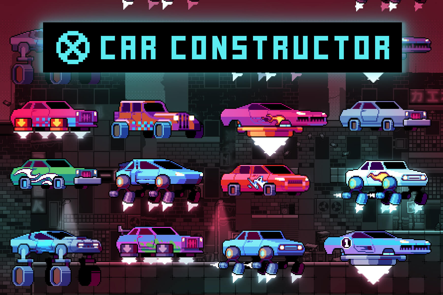 Car Constructor Cyberpunk by Free Game Assets (GUI, Sprite, Tilesets)